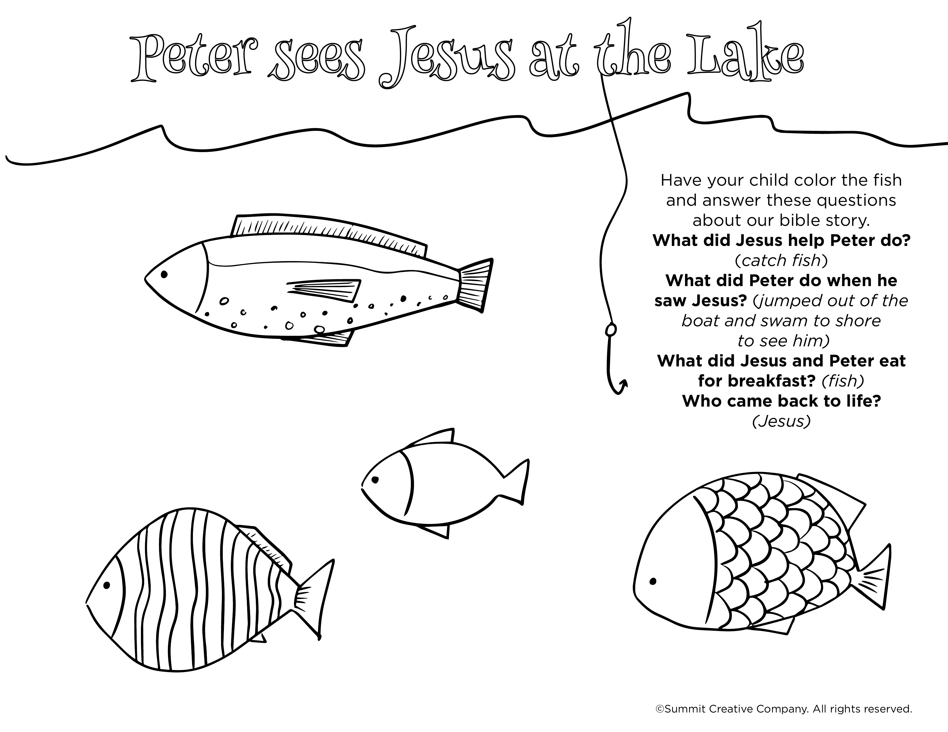 Jesus And Peter Fishing Activity Sheet